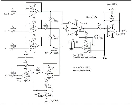TI INA333 ECG心电图应用方案-医疗电子-与非网
